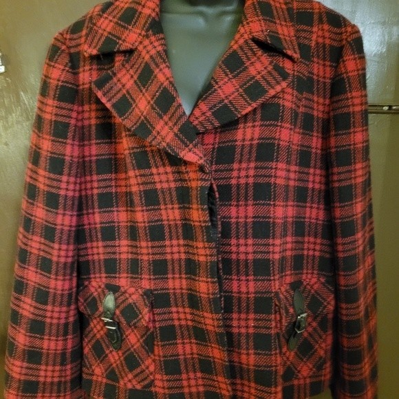 Talbots | Jackets & Coats | Talbots Plaid Blazer Size 6 Red Black ...